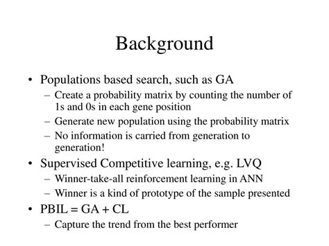 ppt population based incremental learning powerpoint presentation