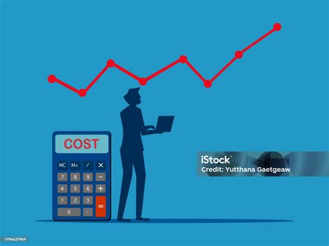 Cost Chart Analysis Businessman With Laptop Analyzing Cost Graph And Calculator Stock