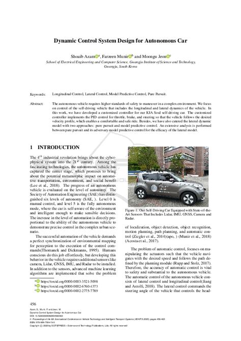 Pdf Dynamic Control System Design For Autonomous Car Shoaib Azam