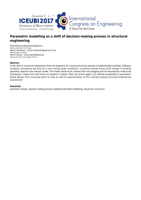 Pdf Parametric Modelling As A Shift Of Decision Making Process In