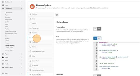 Add Left Navigation Bar Performance Academy