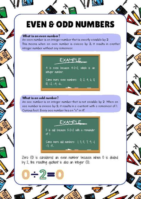 Even And Odd Numbers Explained Classroom Handout With Exercises Tpt