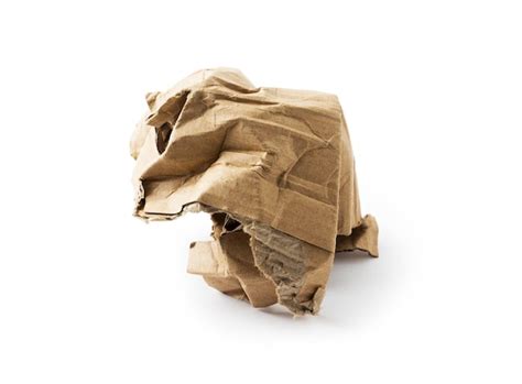 Premium Photo Crushed Cardboard Box Clipping Path Isolated On A White
