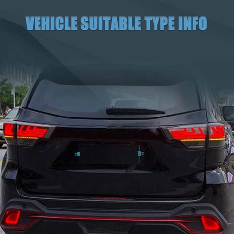 For 2014 2019 Toyota Highlander Pair Smoked Full Led Tail Lights Rear