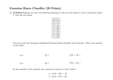 Solved Gaussian Bayes Classifier 20 Points A 5 Points