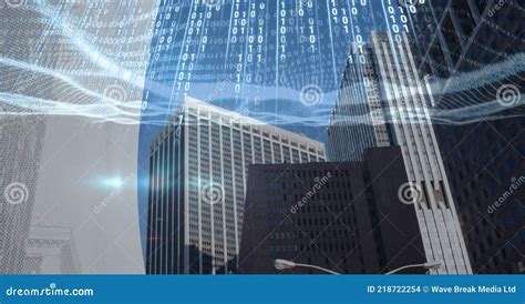 Composition Of Binary Coding Over Modern Office Buildings Background