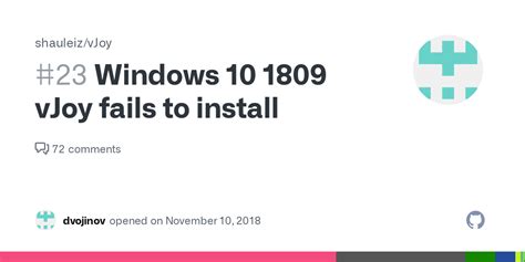 windows 10 1809 vjoy fails to install · issue 23 · shauleiz vjoy · github