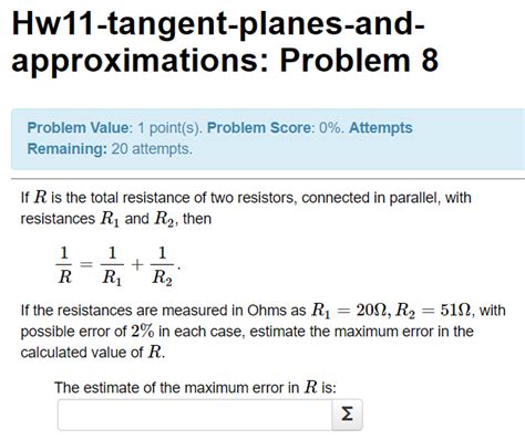solved hw11 tangent planes and approximations problem 8
