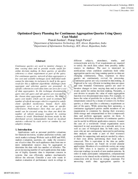 Pdf Optimized Query Planning For Continuous Aggregation Queries Using