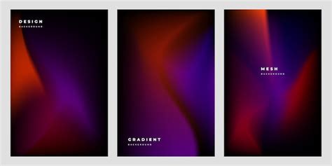 Premium Vector Colorful Dark And Fluid Gradient Mesh Background Template Copy Space Set For