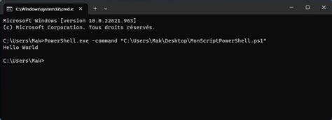 lancer powershell depuis cmd