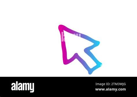 Animated Pink Blue Symbol Of Mouse Cursor Arrow With Rays Clicks Icon In Sketch Style Hand