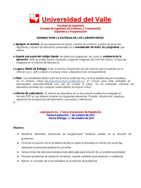 Laboratorio3 Ciclos Pdf Algoritmos Python Lenguaje De Programación