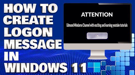 How To Create Logon Message For Users Signing In To Windows 1110 Login