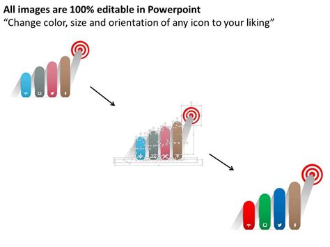 0115 Four Staged Sequential Target Bar Graph Powerpoint Template
