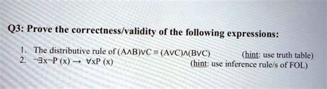q3 prove the correctness validity of the following expressions 1 the