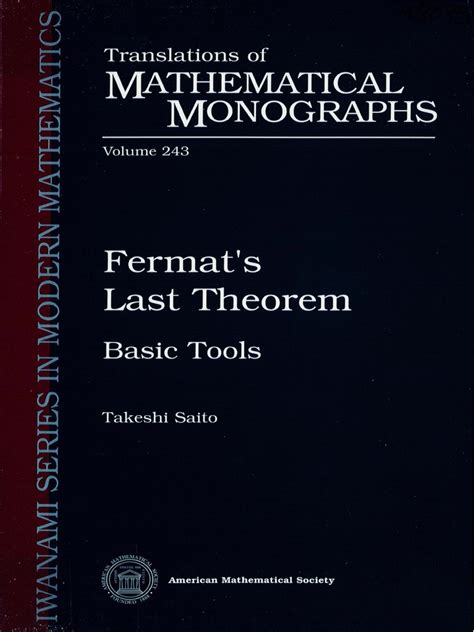 Fermats Last Theorem Basic Tools By Takeshi Saito Pdf Field