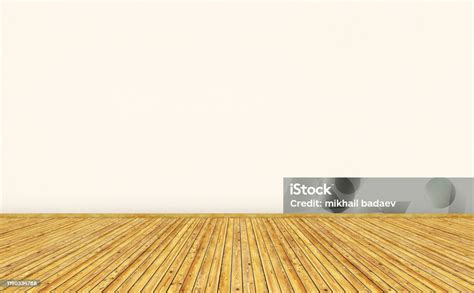 벽에 빈티지 나무 쪽모이 세공 마루 바닥과 베이지 색 비닐 벽지빈 거실의 3d 렌더링 모형 디자인 인테리어에 사용할 수 있습니다