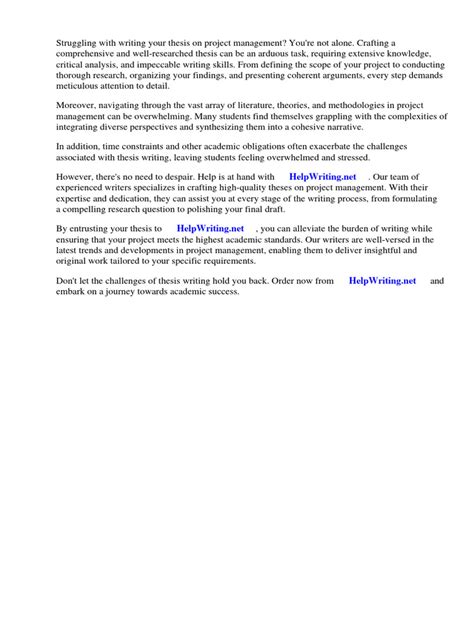 Thesis Project Management Pdf Pdf