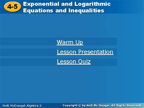 Exponential And Logarithmic Equations And Inequalities