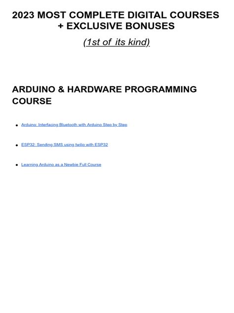 Arduino And Hardware Programming Course Pdf