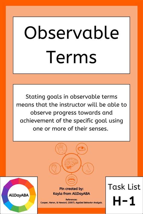 Observable Terms State Goals In Observable And Measurable Terms Section H 1