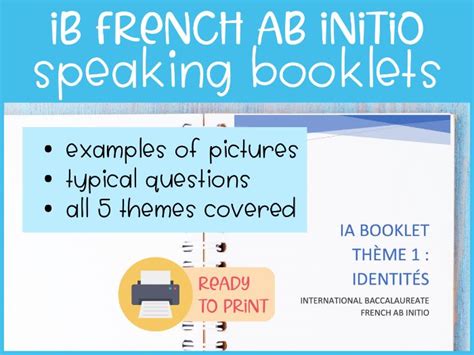 ib french ab initio speaking practice booklets comprehensive ia exam