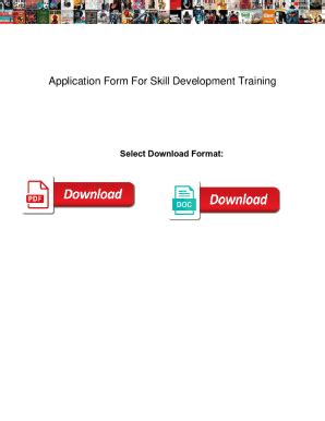 Fillable Online Application Form For Skill Development Training Application Form For Skill