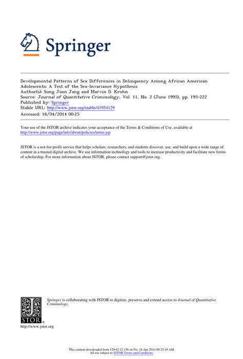PDF Developmental Patterns Of Sex Differences In Delinquency Among African American