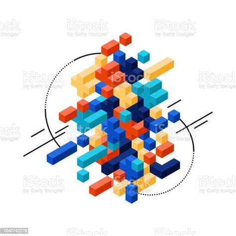 추상적인 현대 배경 다채로운 기하학적 아이소메트릭 모양 장식 0명에 대한 스톡 벡터 아트 및 기타 이미지 0명 3차원 형태 광고 Istock