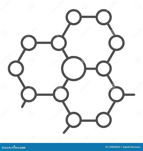 Molecule Structure Thin Line Icon Atom Connection Vector Illustration
