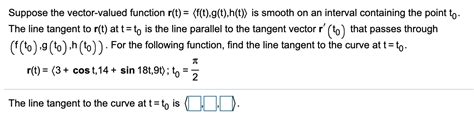 solved suppose the vector valued function r t