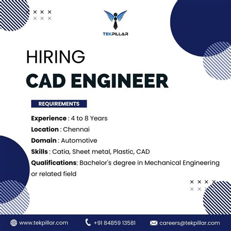Tekpillar® On Linkedin Hello Connections 🙋‍♀️ Tekpillar® Is Hiring Cadengineer 📢