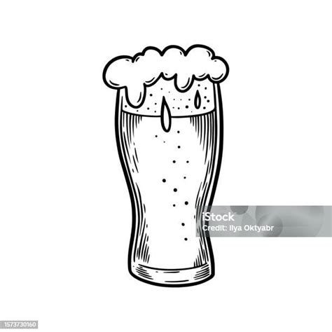 손으로 그린 검은 색 맥주 머그잔 조각 스타일 복고풍 벡터 그림 맥주에 대한 스톡 벡터 아트 및 기타 이미지 맥주 파인트잔 라인아트 Istock