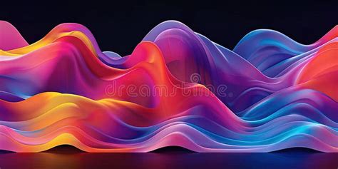 Colorful Wave Like Shapes With Vibrant Gradients Creating A Dynamic Flow Stock Illustration