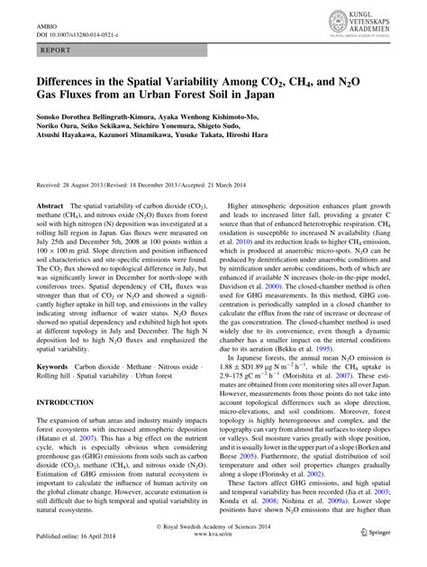 Pdf Differences In The Spatial Variability Among Co2 Ch4 And N2o