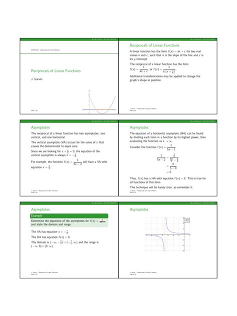Reciprocal Linear Handout Pdf Asymptote Function Mathematics