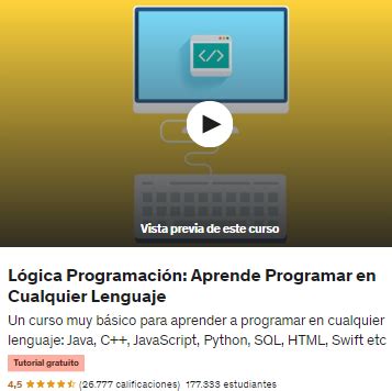 Lógica Programación Aprende Programar en Cualquier Lenguaje Udemy OFERTU