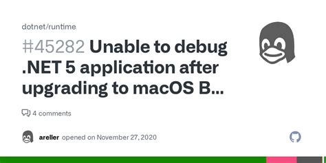 Unable To Debug Net Application After Upgrading To Macos Big Sur Issue Dotnet