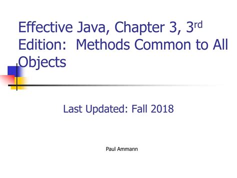 Ppt Effective Java Chapter 3 3 Rd Edition Methods Common To All