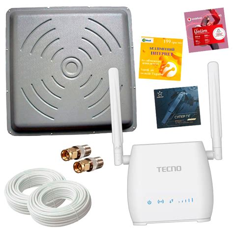 Мощный 4G Wi-Fi Комплект (роутер TECNO TR210, Антенна MИMO 24 ДБ ...
