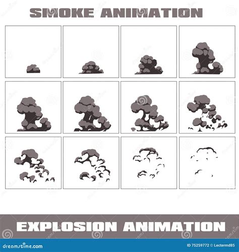 Explosion, Cartoon Explosion Animation Frames for Game. Sprite Sheet on Dark Background. Smoke ...