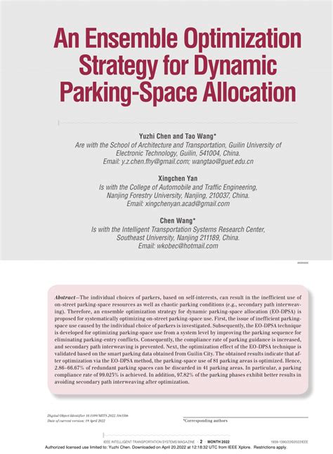 Pdf An Ensemble Optimization Strategy For Dynamic Parking Space Allocation