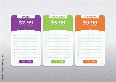 Infographic Pricing Plan Minimalistic Pricing Plan Comparison Chart
