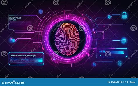 Fingerprint Biometric Scan Cyber Security Technology Stock Illustration