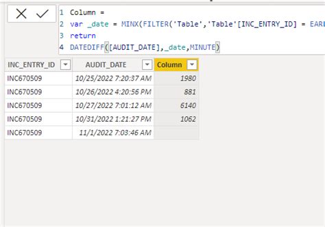 solved calculate duration between dates in different rows
