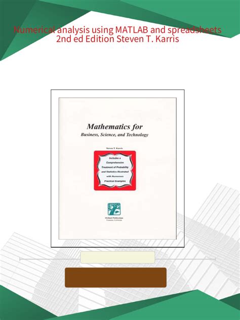 Numerical Analysis Using Matlab And Spreadsheets 2nd Ed Edition Steven