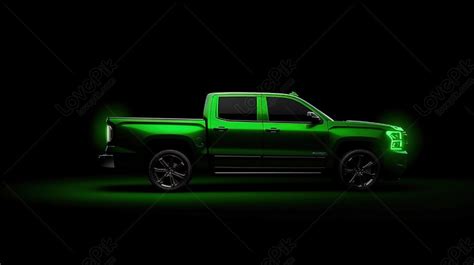 녹색 픽업 트럭이 있는 검정색 배경 놀라운 3d 렌더링 굉장히 멋진 배경 3d 배경 3d 렌더링 배경 이미지 Hd 굉장히 멋진 3d 3d 렌더링 배경 사진 무료