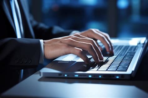 Premium Ai Image Man Typing On Computer Keyboard For Business
