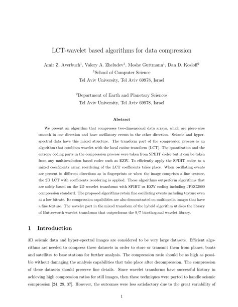 Pdf Lct Wavelet Based Algorithms For Data Compression